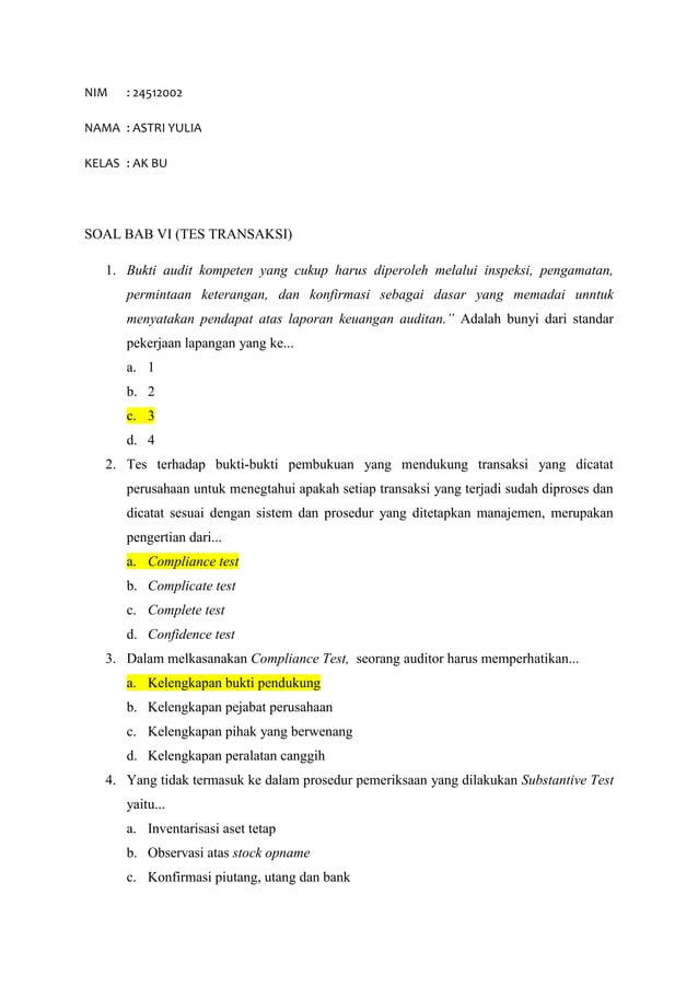 soal dan jawaban soal auditing | DOCX