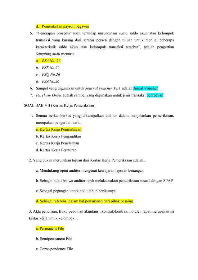 soal dan jawaban soal auditing | DOCX