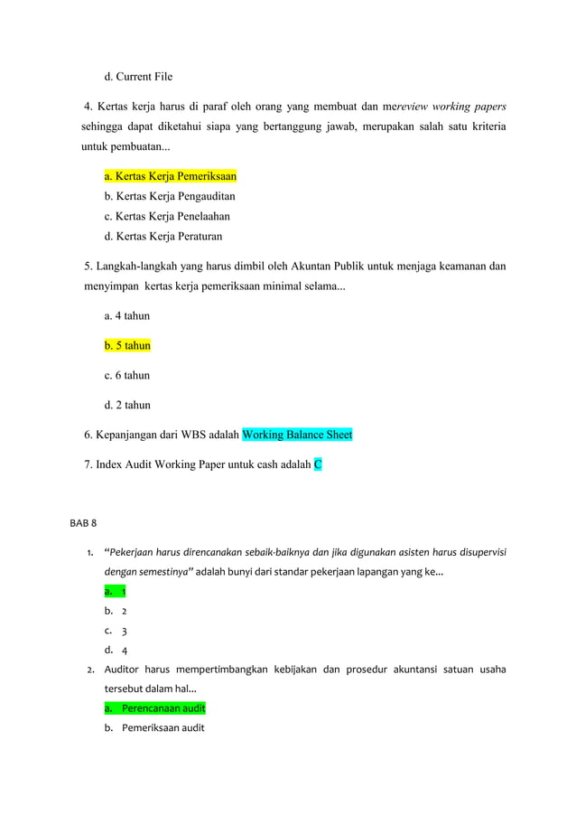 soal dan jawaban soal auditing | DOCX