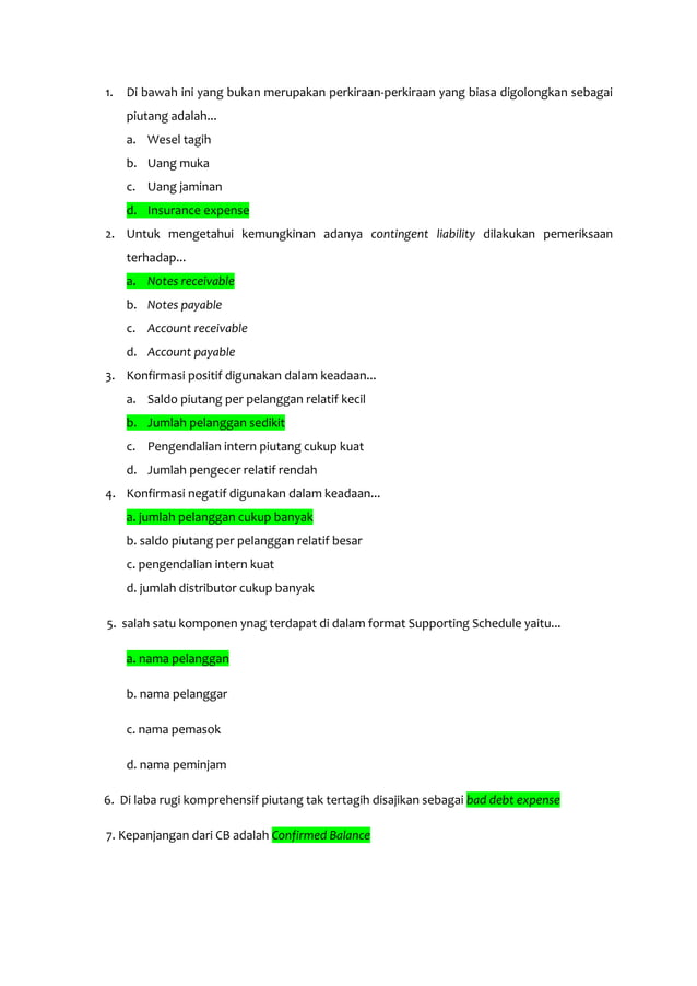 soal dan jawaban soal auditing | DOCX