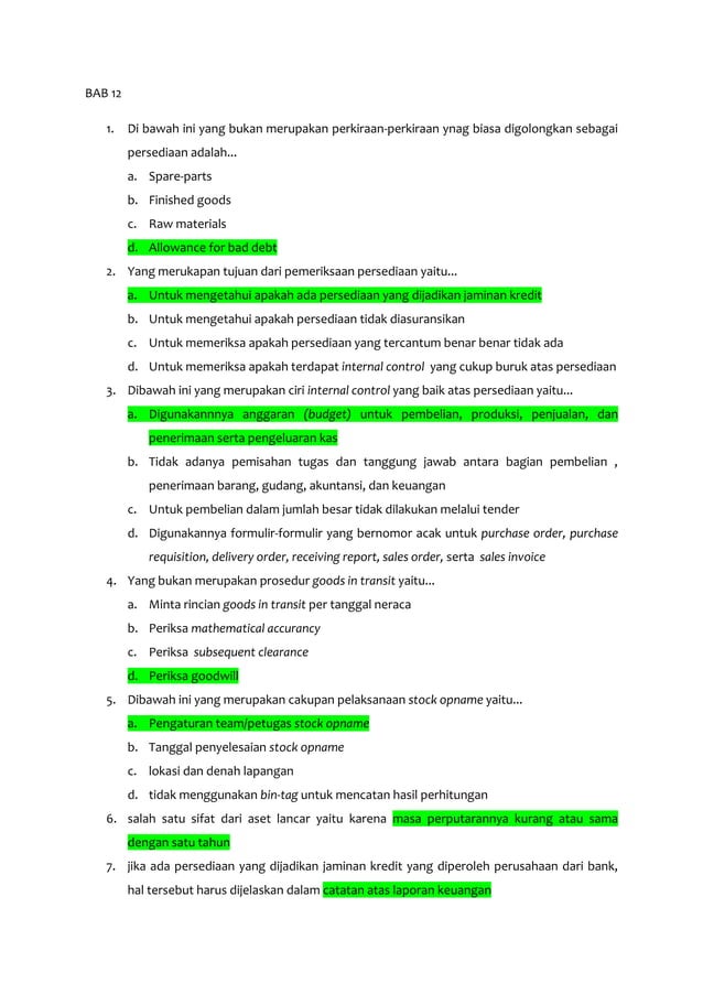soal dan jawaban soal auditing | DOCX