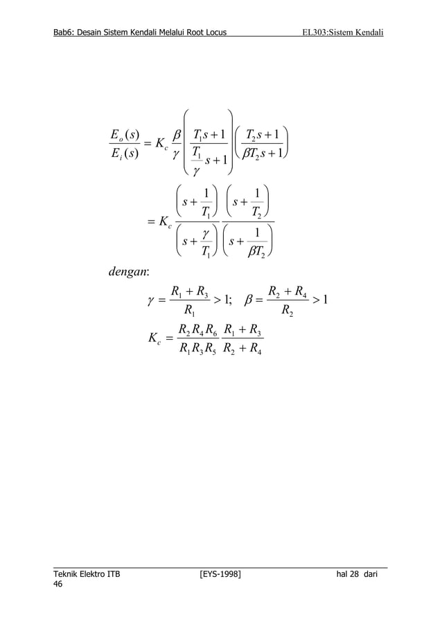 Desai Sistem Kendali dengan root locus | PDF
