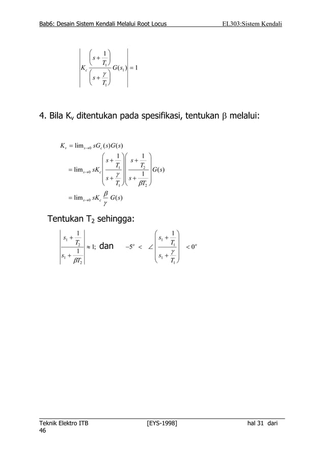 Desai Sistem Kendali dengan root locus | PDF