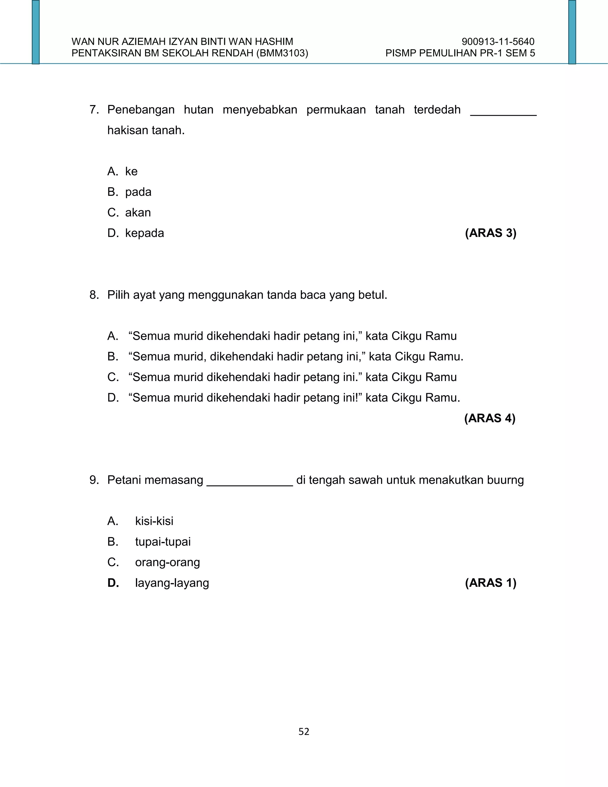 PEMBINAAN SOALAN OBJEKTIF DAN SUBJEKTIF | DOCX