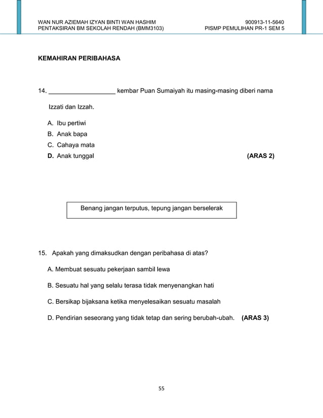 PEMBINAAN SOALAN OBJEKTIF DAN SUBJEKTIF | DOCX