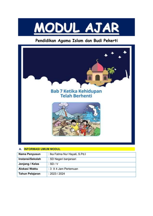 BAB 7 - MA PAIBP Kls 5 MODUL AJAR PAI DAN BP KELAS 5 BAB 7 TENTANG KETIKA BUI BERHENTI BERPUTAR ...