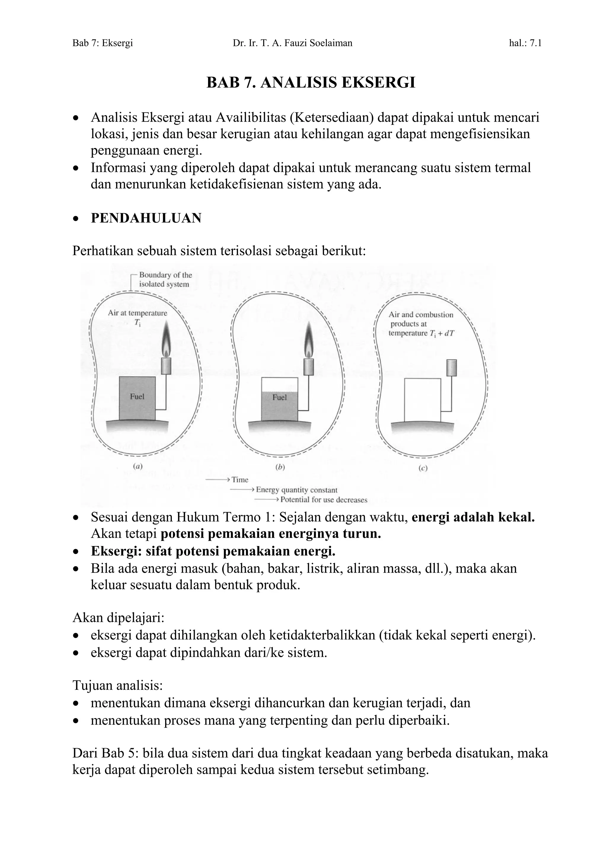 Bab 7 analisis eksergi | PDF