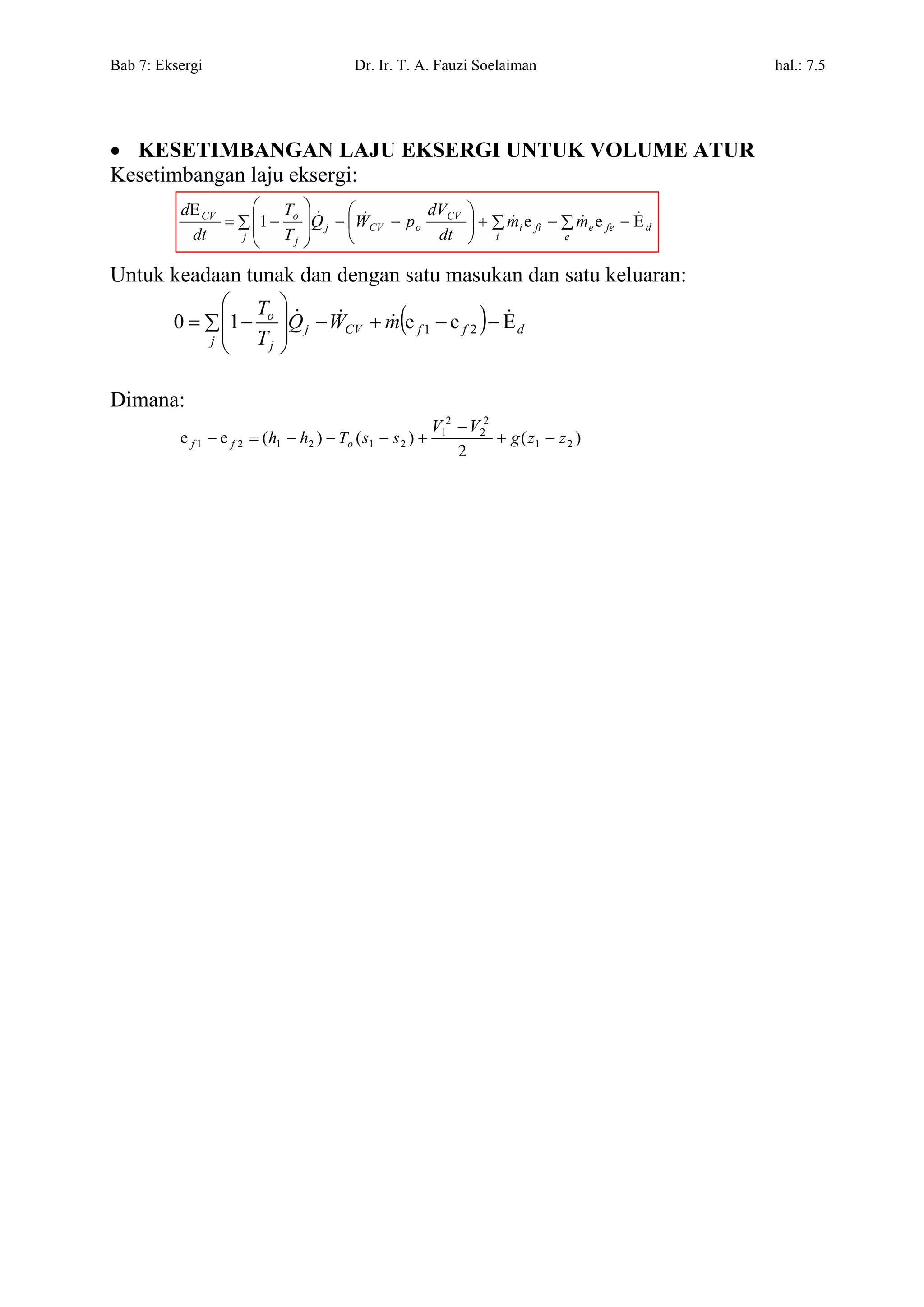 Bab 7 analisis eksergi | PDF
