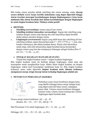 Bab 7 analisis eksergi | PDF