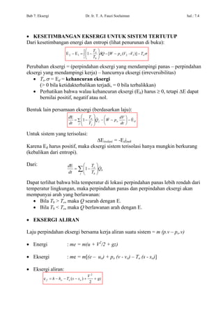 Bab 7 analisis eksergi | PDF