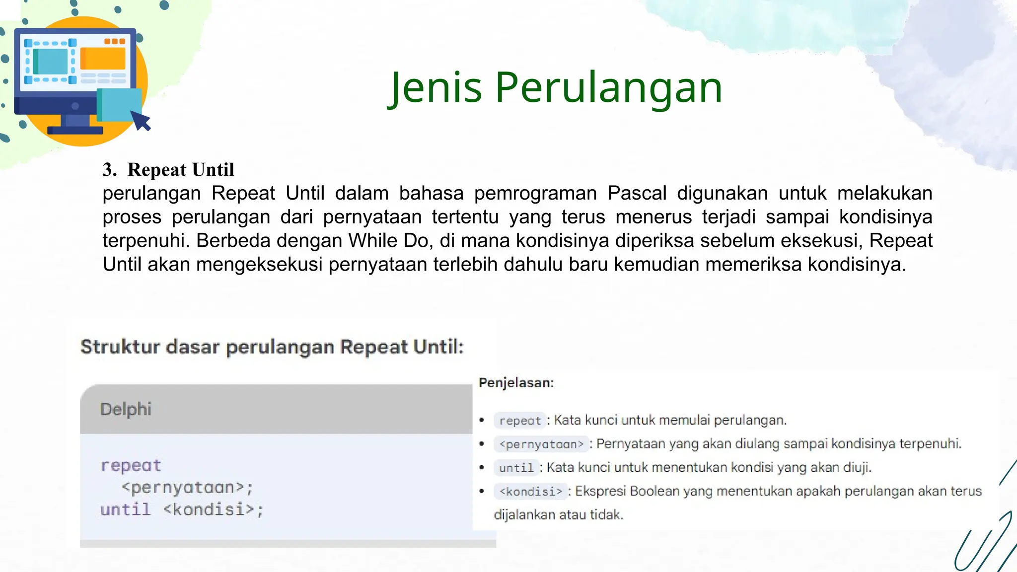 materi pemrograman dasar bab 7 perulangan | PPT
