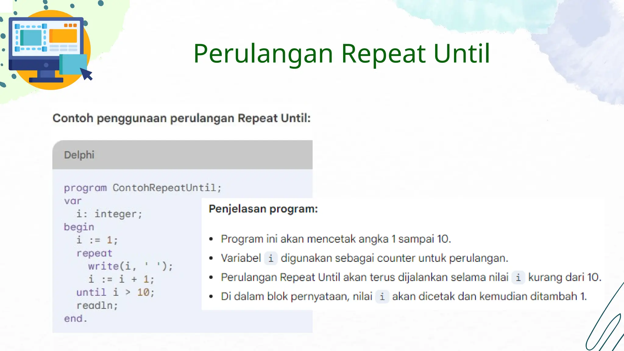 materi pemrograman dasar bab 7 perulangan | PPT