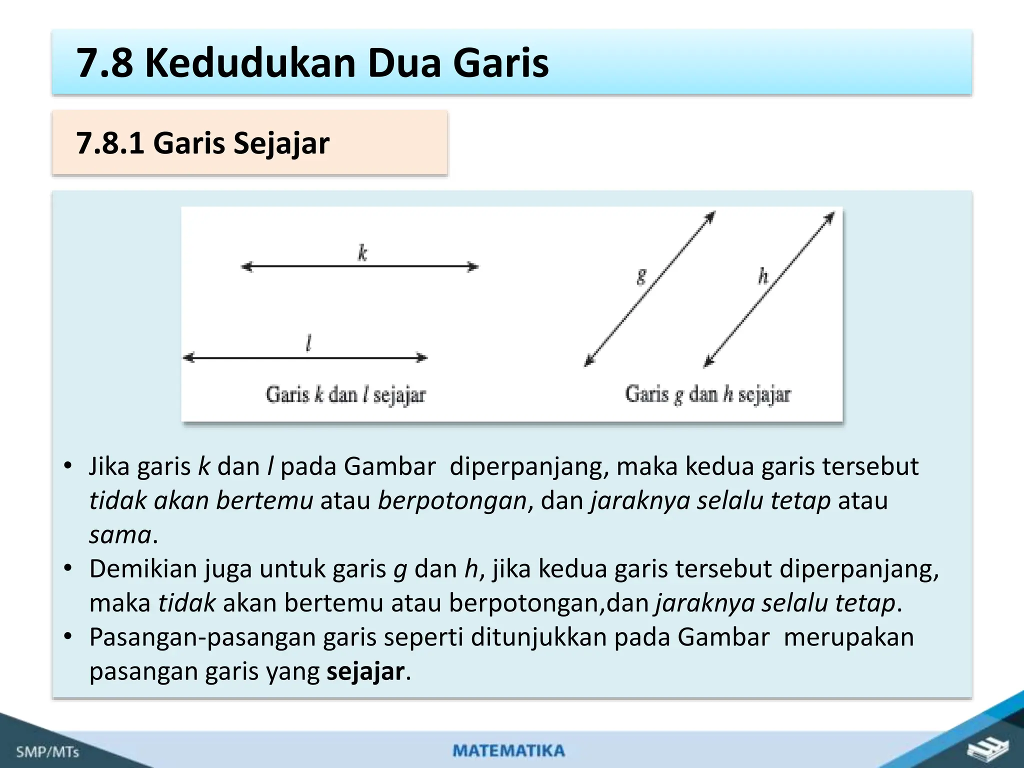 Bab 7 Sudut dan Garis Sejajar (matematika kelas 7) | PPTX