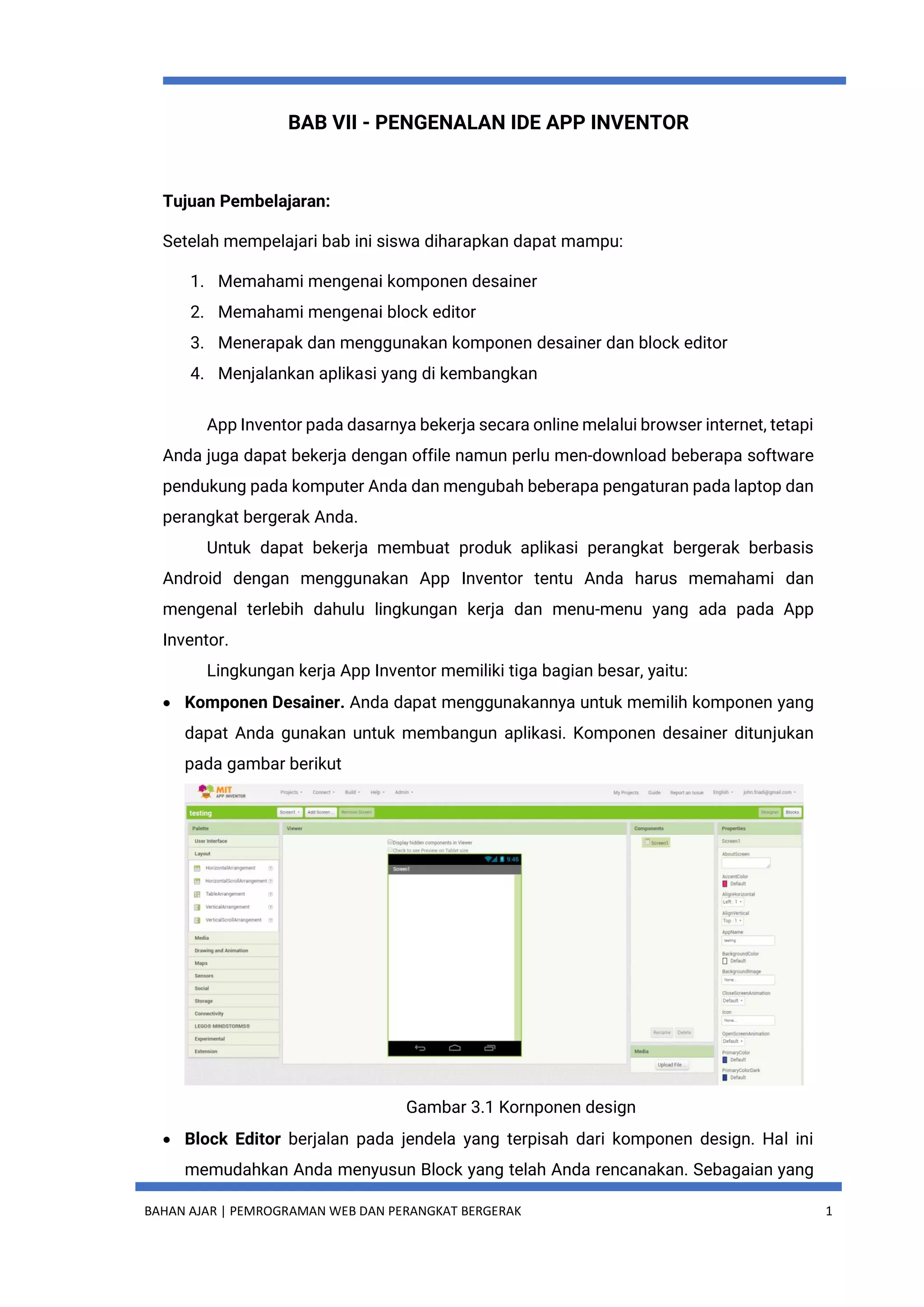 BAB VII - PENGENALAN IDE APP INVENTOR | PDF