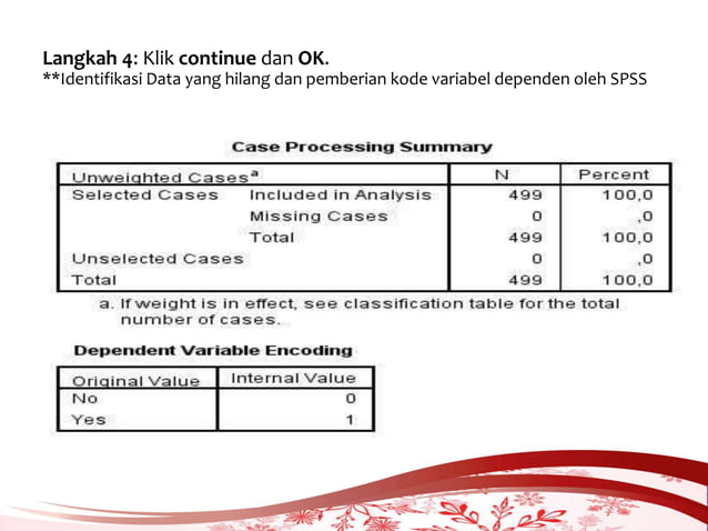 Bab 8 analisis regresi logistik sederhana dengan spss | PPTX