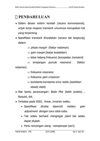 Desain Sistem Kendali dengan Respon Frekuensi | PDF