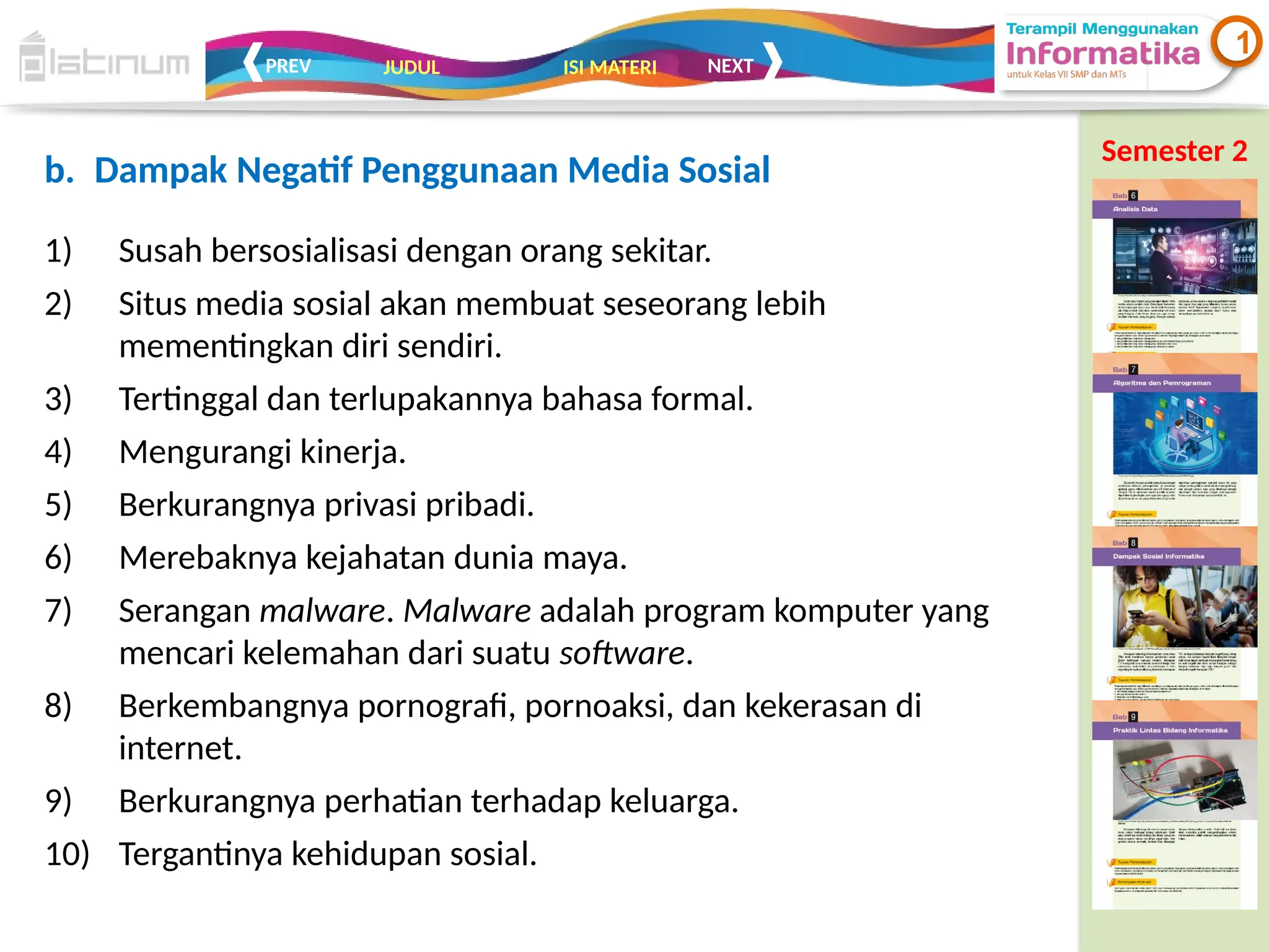 Bab 8 Informatika Kelas 7 dampak sosial informatika | PPTX