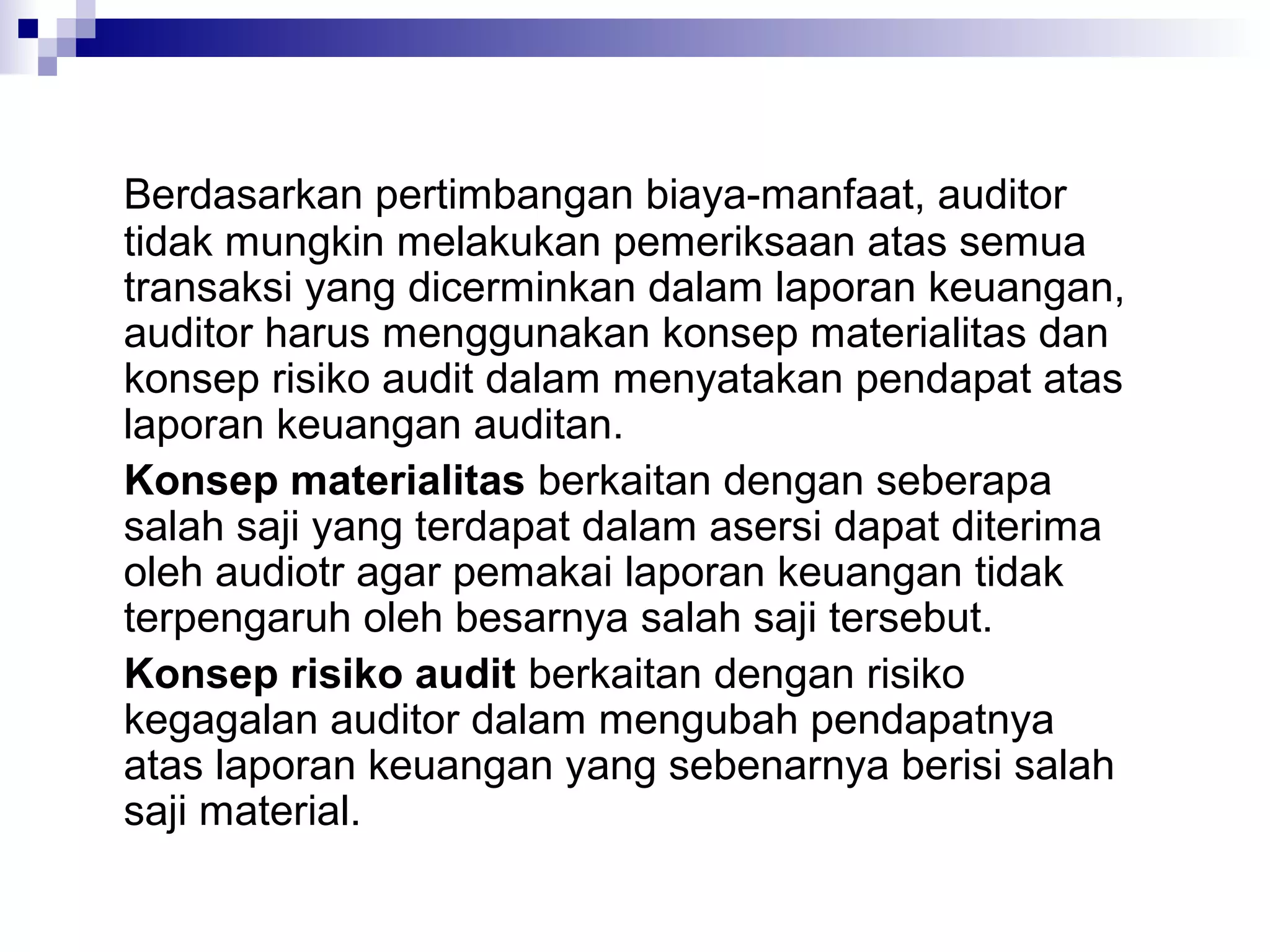 Bab 8 materialitas dan risiko audit | PPT