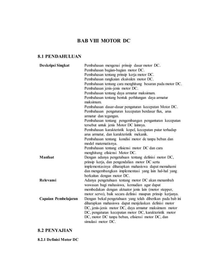 Bab 8 motor dc | PDF