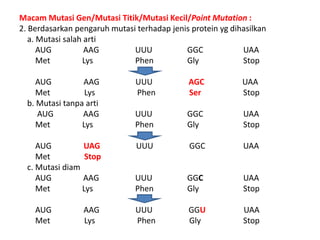 materi tentang mutasi untuk pelajaran kelas 12 | PPTX