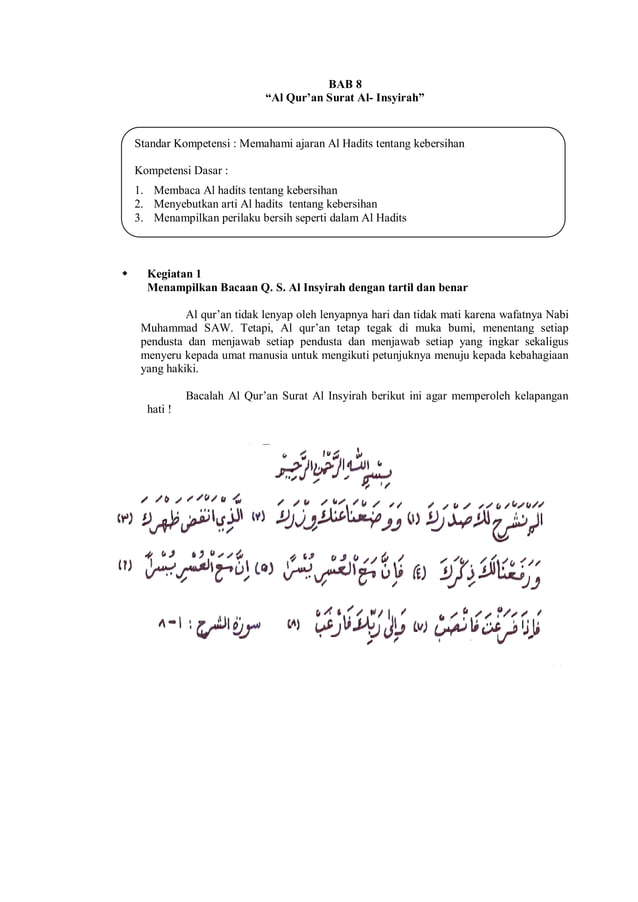 Bab 8 Qur'an Surat Al- Insyirah | PDF