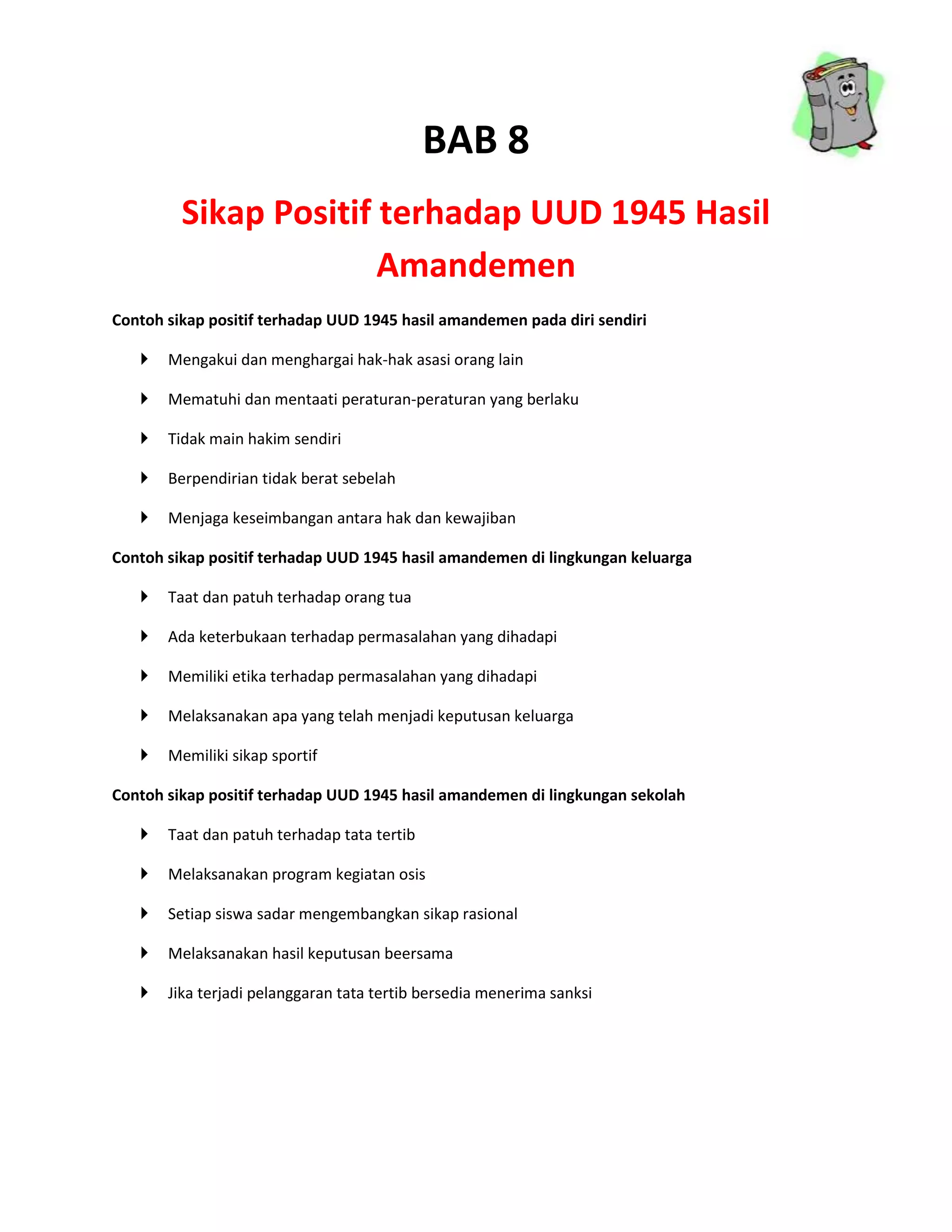 Bab 8 sikap positif terhadap uud 1945 hasil amandemen | PDF