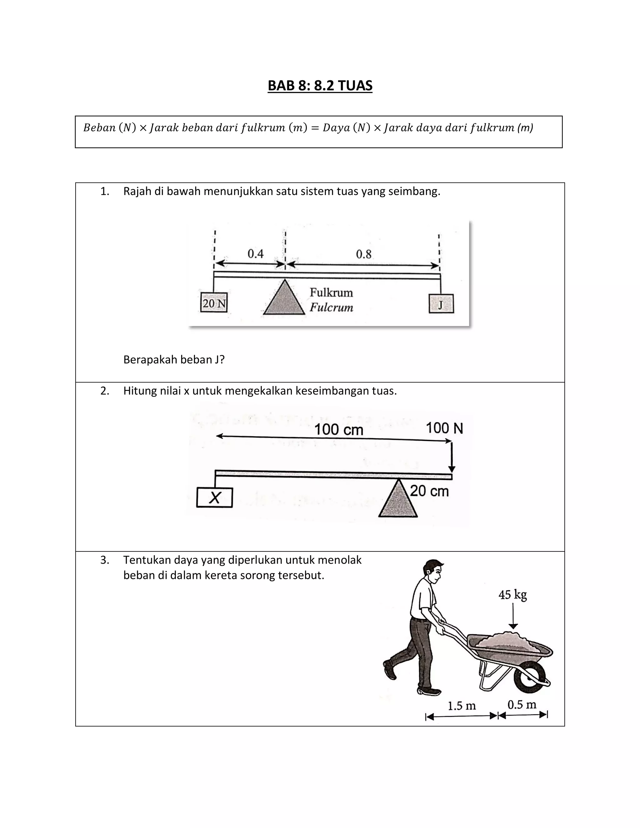 Bab 8 tuas dan momen daya pengiraan | PDF