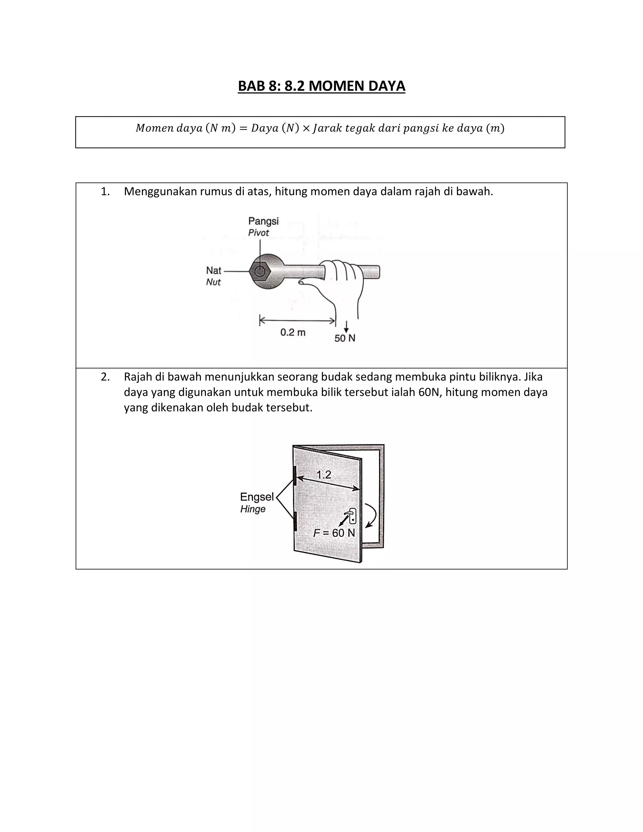 Bab 8 tuas dan momen daya pengiraan | PDF