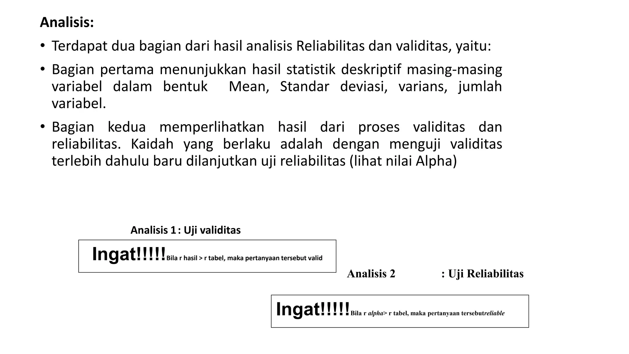 Bab 8 uji reliabilitas dan validitas | PPTX