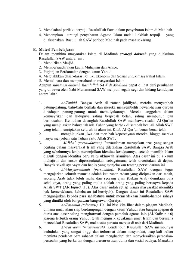 RPP PAI X Kurikulum 2013 Bab9 tarikh madinah-sma | PDF