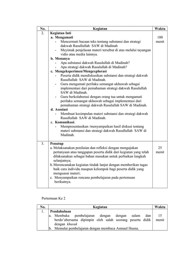 RPP PAI X Kurikulum 2013 Bab9 tarikh madinah-sma | PDF