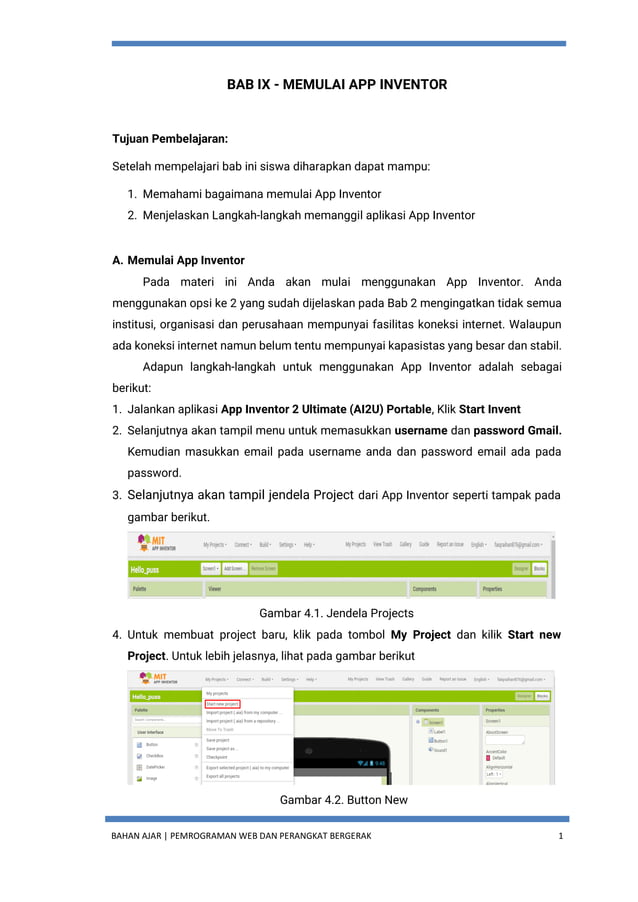 BAB IX - MEMULAI APP INVENTOR | PDF