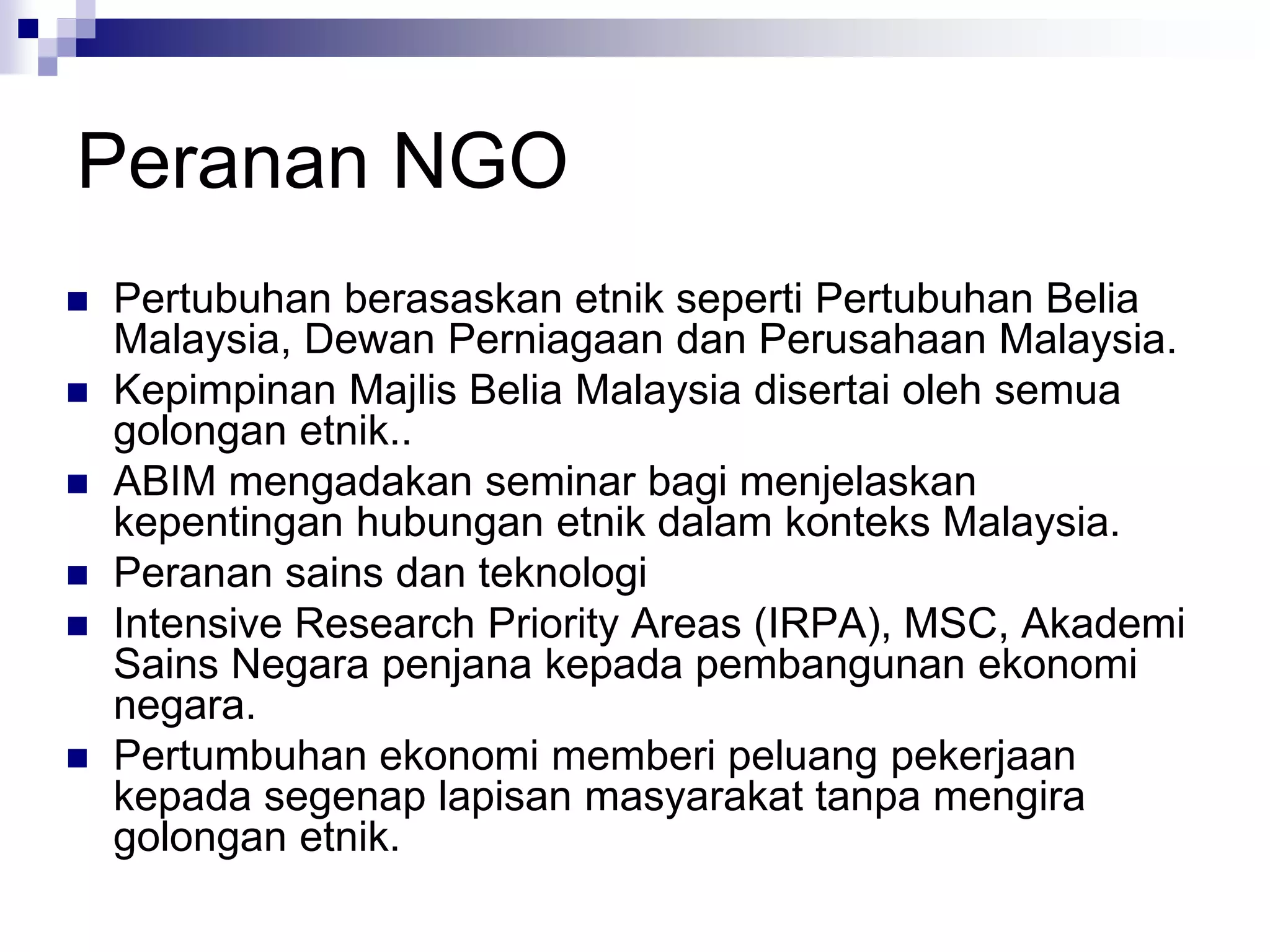 Bab 9 hubungan etnik sumbangan kerajaan & malaysia | PPTX