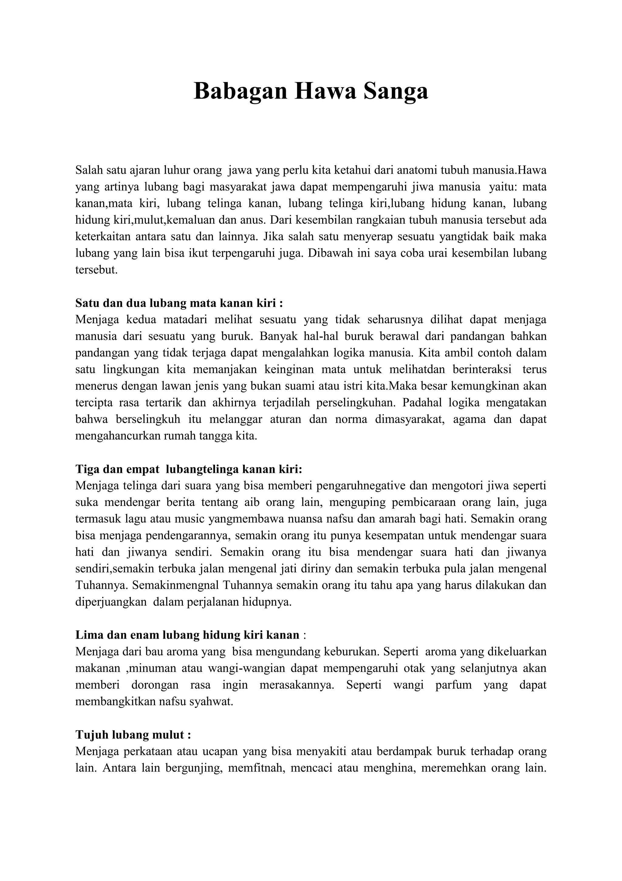 Babagan hawa sanga | DOCX