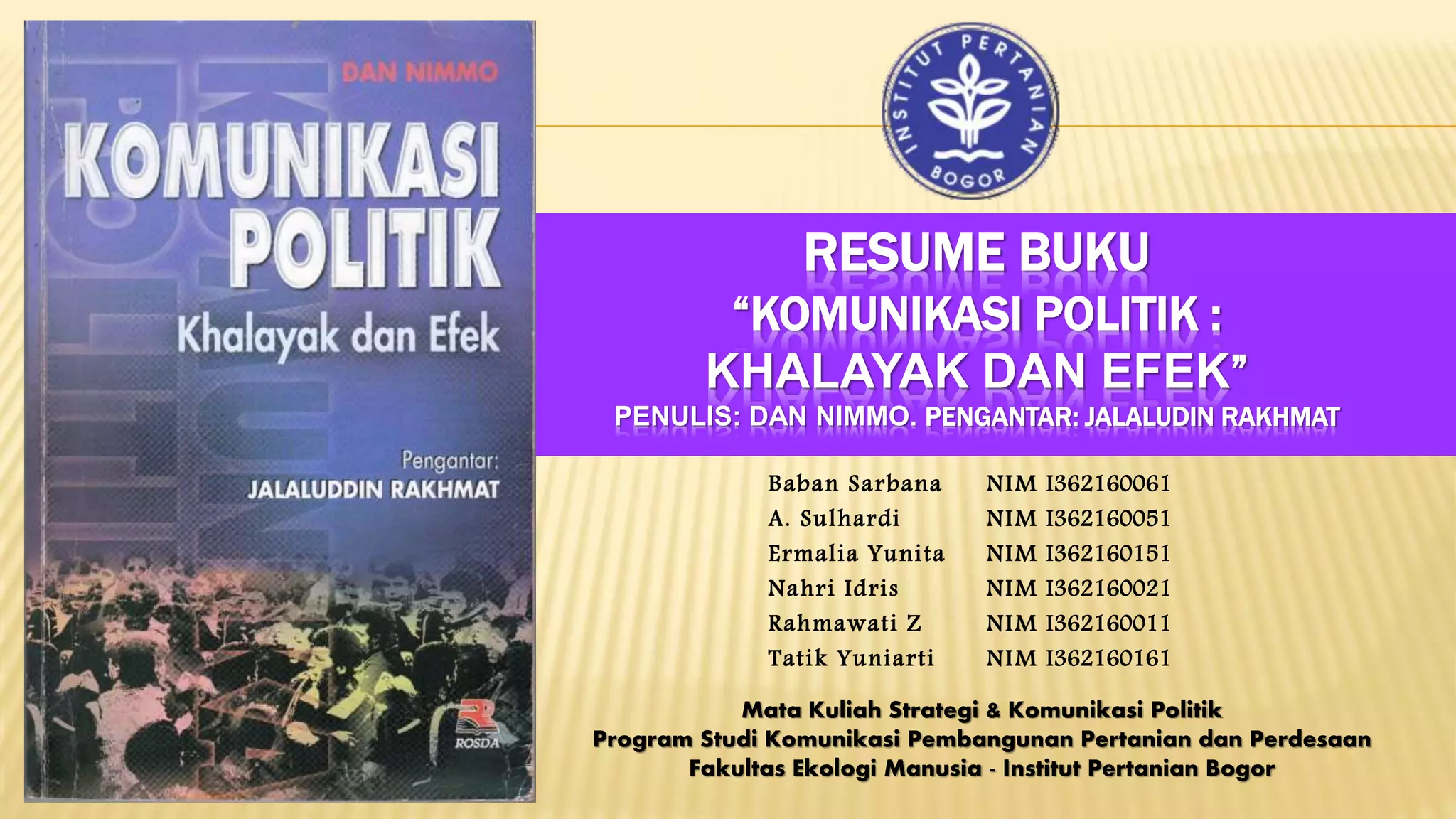 Komunikasi Politik: Khalayak dan Efek | PPTX