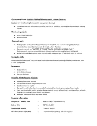 Babar waheed final cv auf 16 | PDF