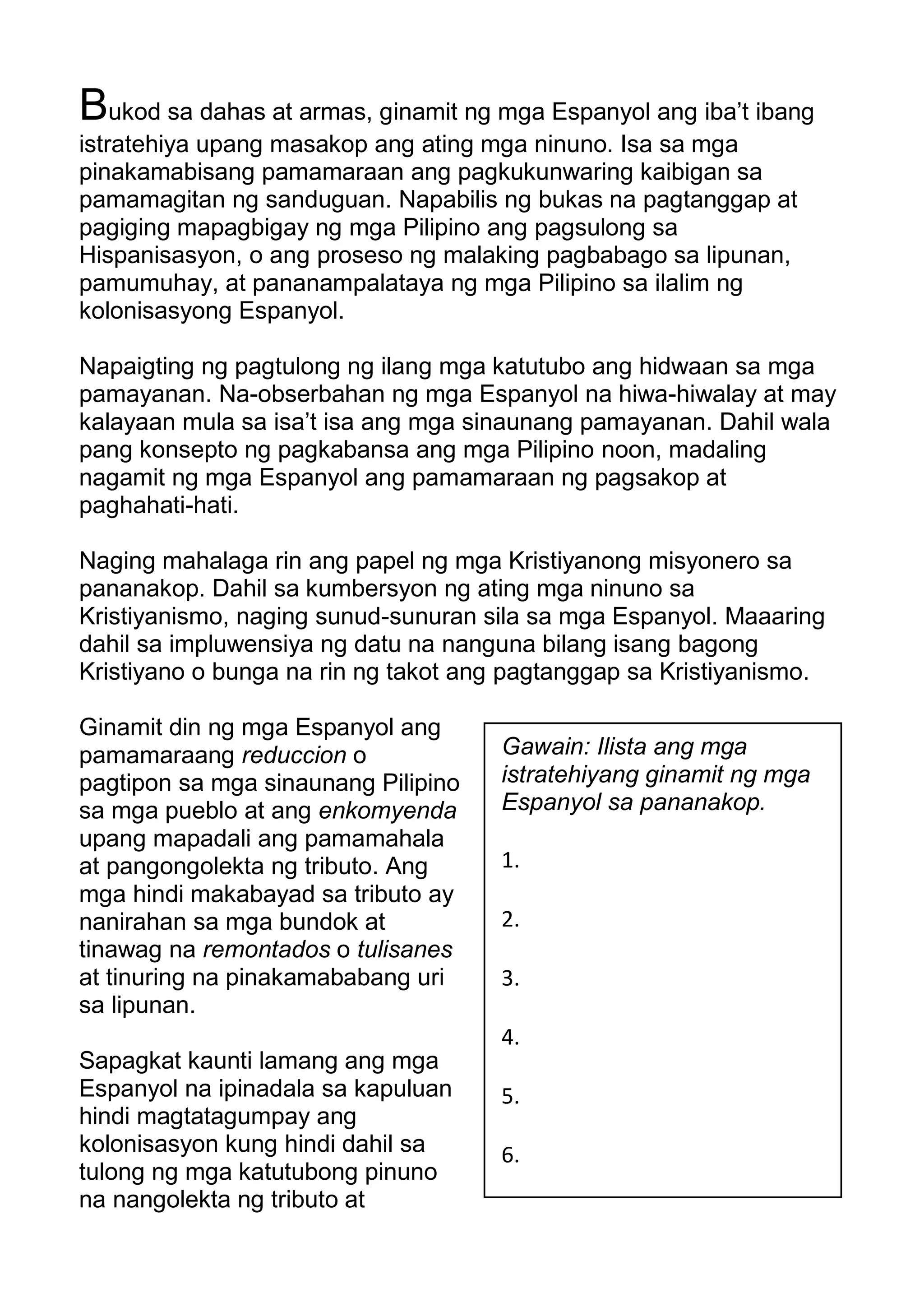 Struktura ng Lipunang Kolonyal sa Ilalim ng Espanya at mga Malayang ...