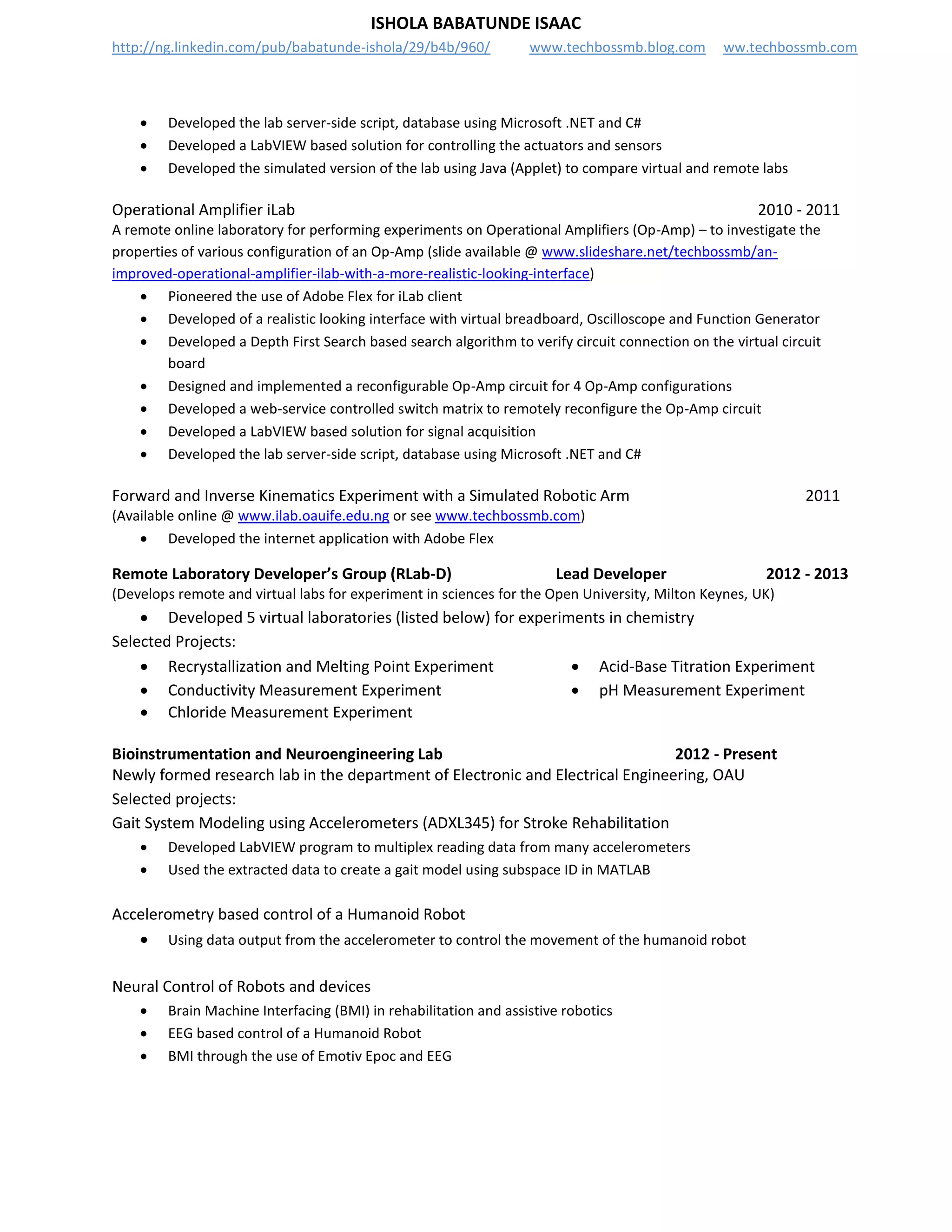 ISHOLA Babatunde Isaac (CV) | PDF