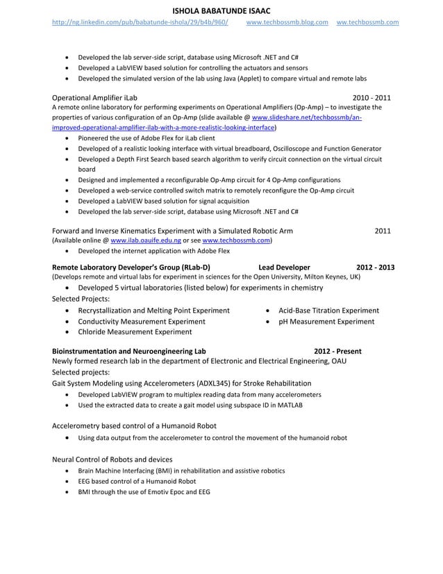 ISHOLA Babatunde Isaac (CV) | PDF