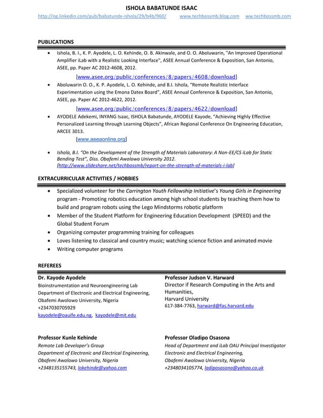 ISHOLA Babatunde Isaac (CV) | PDF