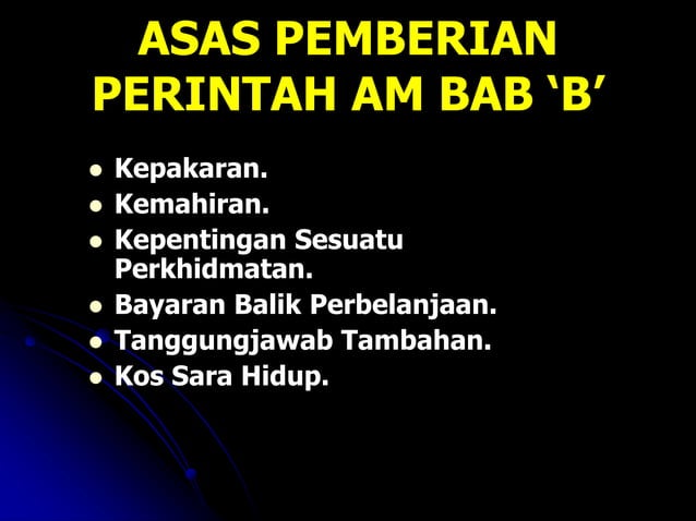 PERINTAH AM Bab B :Elaun-elaun dalam perkhidmatan | PPT
