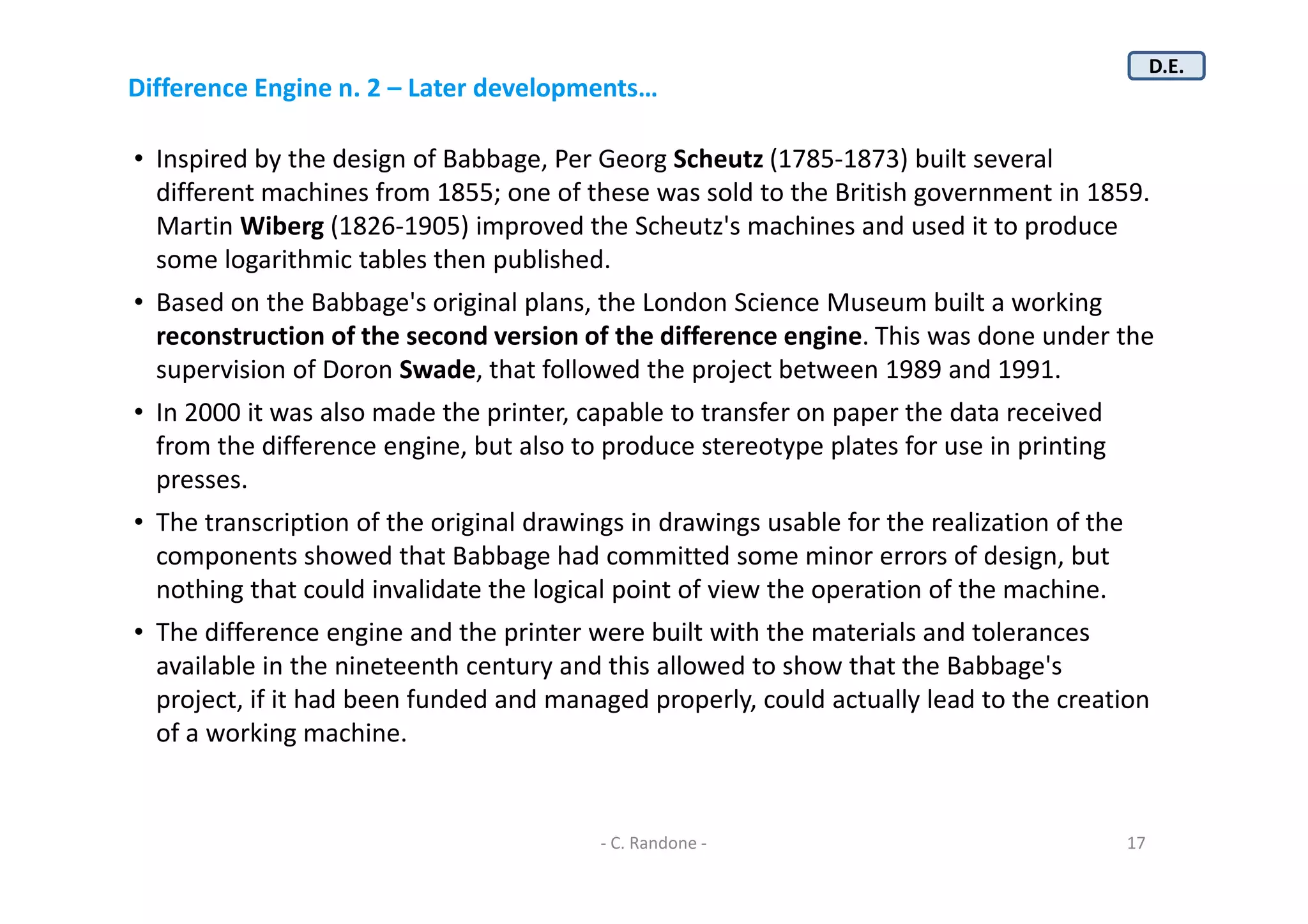 Babbage and his machines - Carlo Randone | PDF