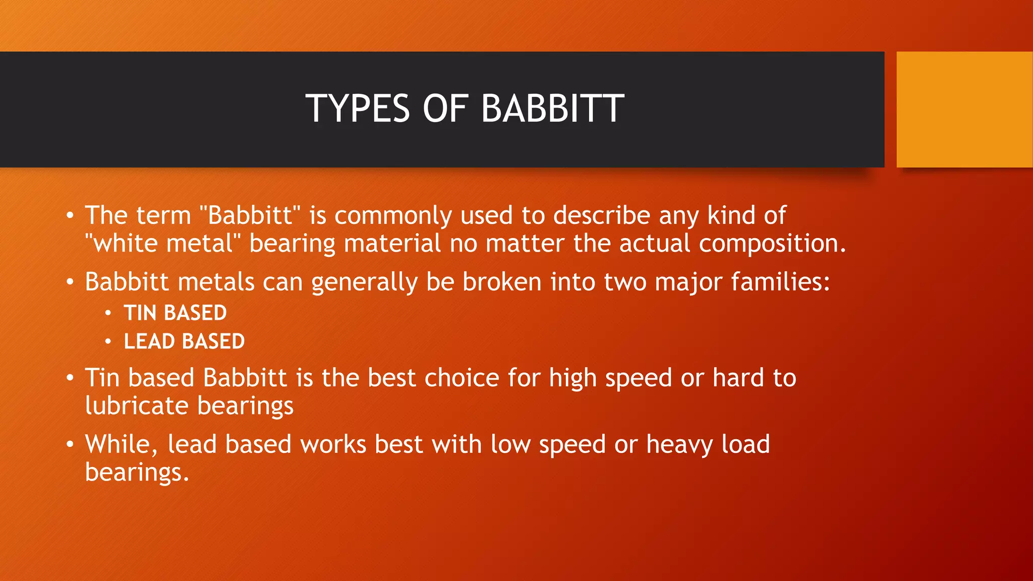 Babbitt material ppt | PDF