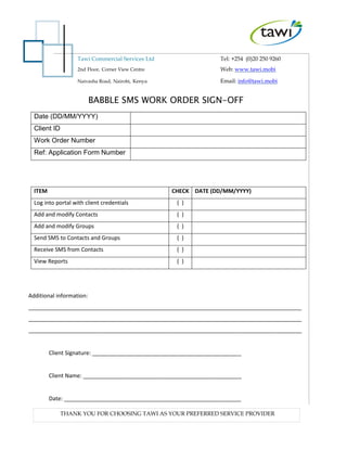 BabbleSMS Work Order Sign-off | PDF