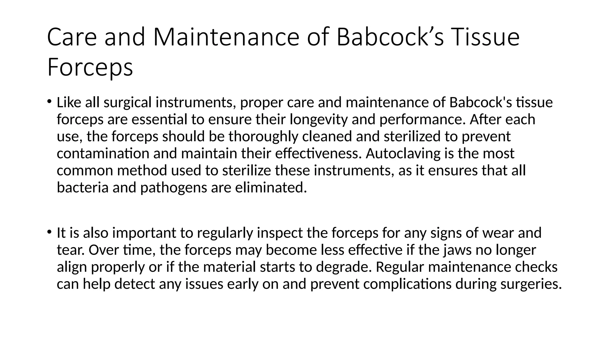 Babcock ;Primary Uses of Babcock’s Tissue Forceps | PPTX