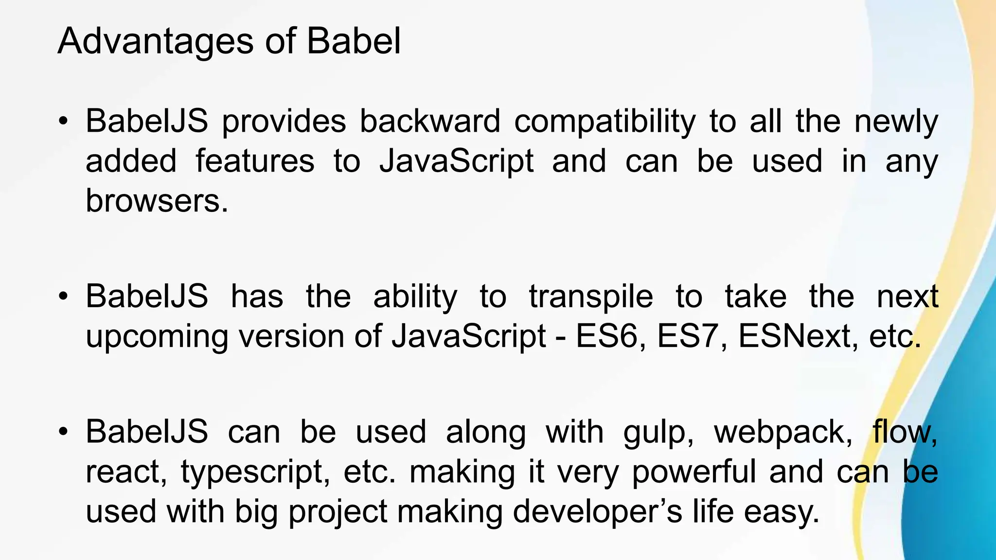 Babel Compiler - Transforming JavaScript for All Browsers.pptx Babel Compiler - Transforming JavaScript for All Browsers.pptx