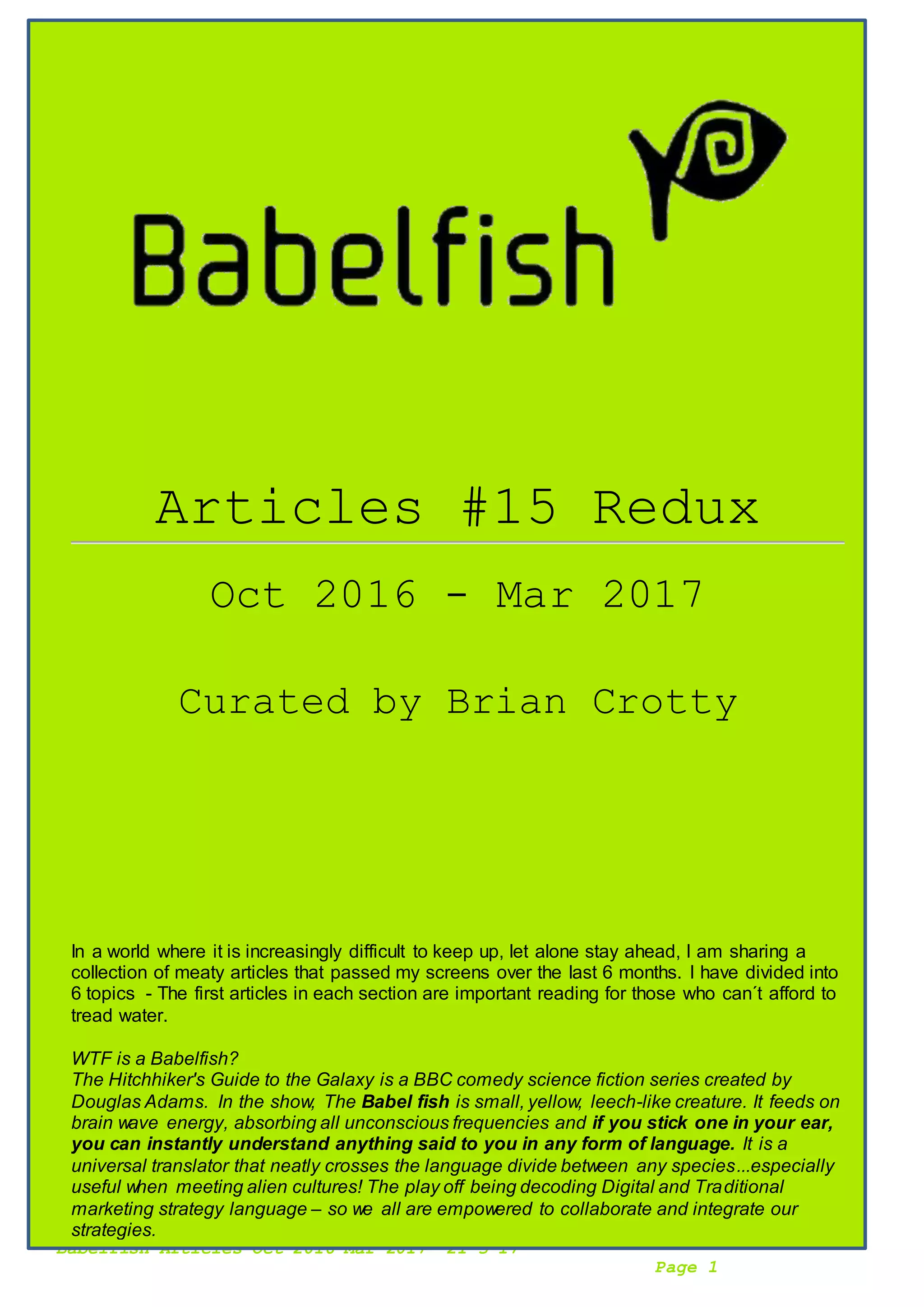 Babelfish articles oct 16 mar 17 28-3-17 redux | DOCX | Management ...