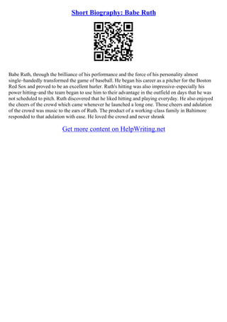 Babe Ruth Essay | PDF