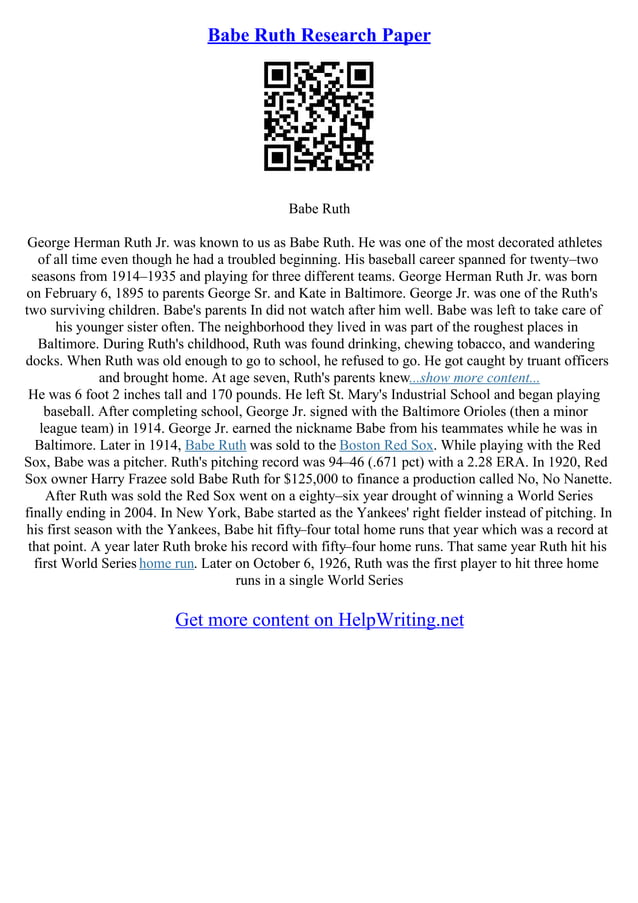 Babe Ruth Essay | PDF