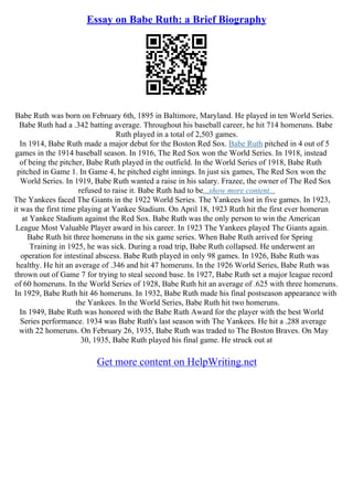 Babe Ruth Essay | PDF